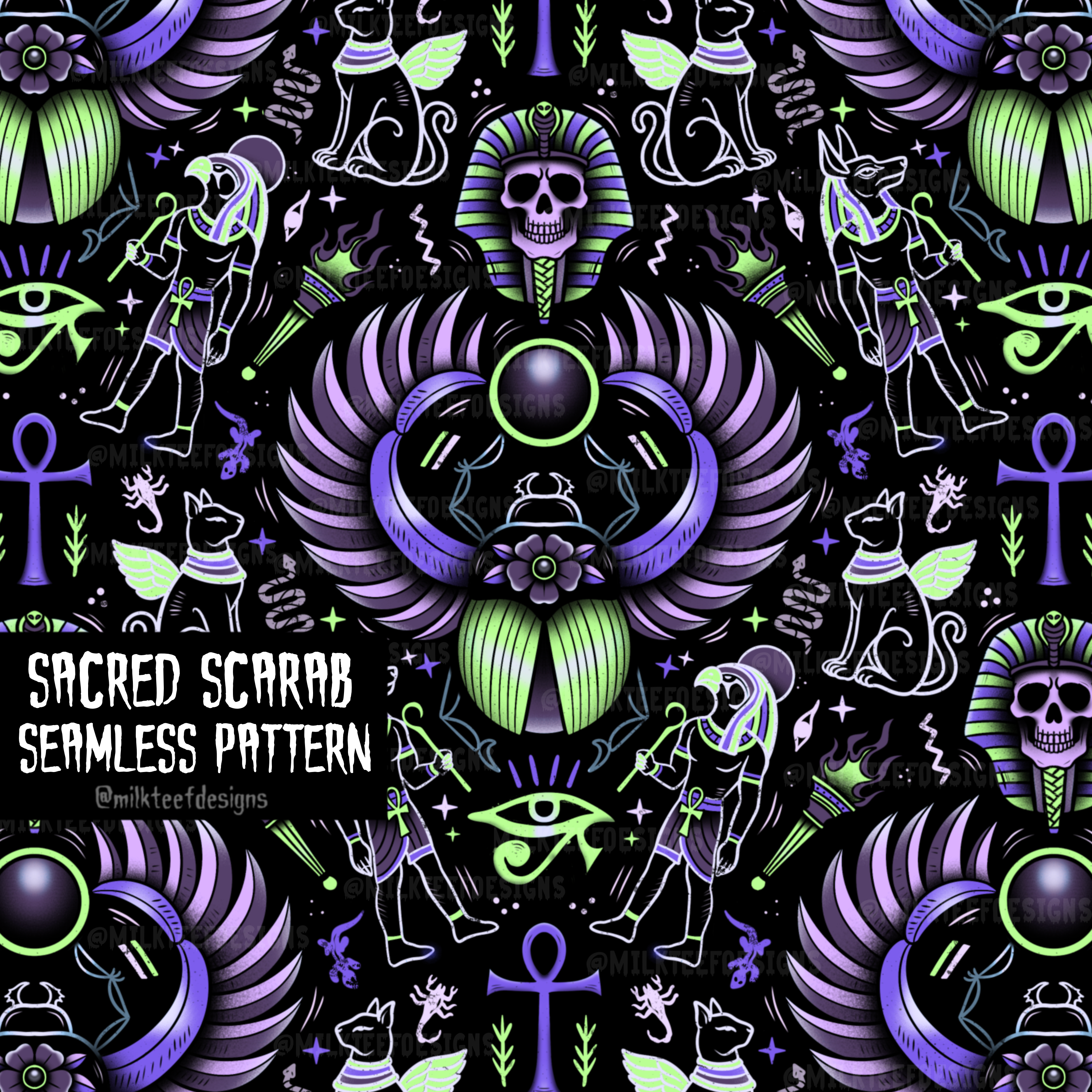Sacred Scarab / Seamless Pattern – milkteefdesigns